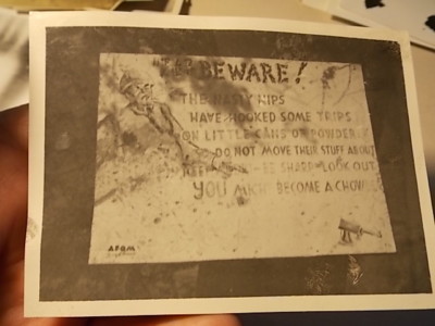 VWW2 ERA SNAPSHOT PHOTO, JAPANESE BOOBY TRAP WARNING SIGN "BEWARE!" | eBay