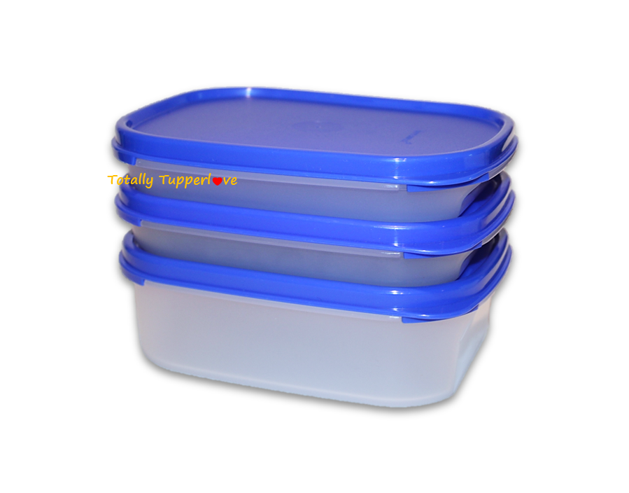 Tupperware 3 Modular Mates Mini Rectangles 3.5 Cups & 1.7 Cups Blue ...