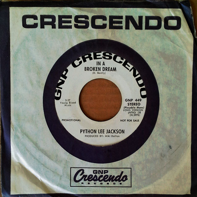 PYTHON LEE JACKSON (ROD STEWART) - IN A BROKEN DREAM - GNP 45 - L&S ...