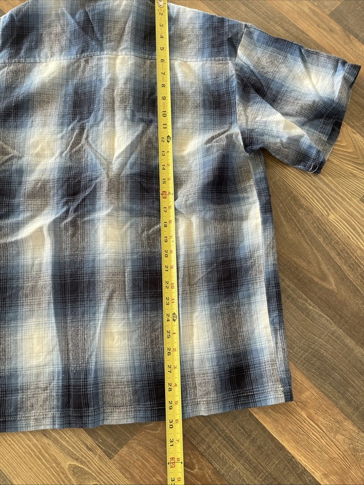 VTG CalTop Plaid Flannel Shirt Men's M Blue Ombre Button Up Cholo Made ...