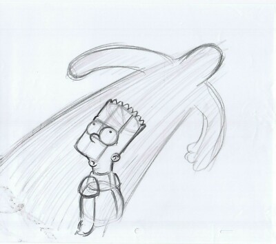 Simpsons Bart Shadow Original Art w/COA Animation Production Pencils ...