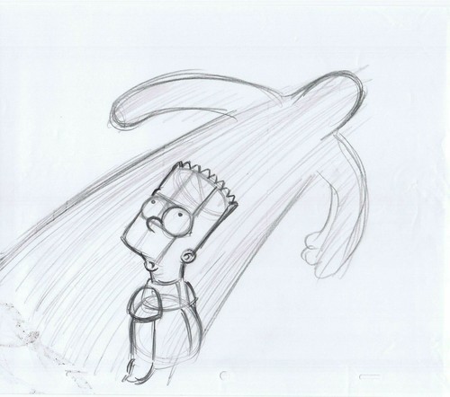 Simpsons Bart Shadow Original Art w/COA Animation Production Pencils ...