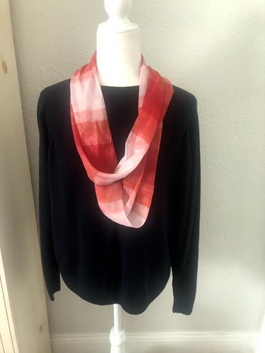 Shades of Red to Pink Striped THIN Infinity SCARF 5X26 Chiffon Double ...