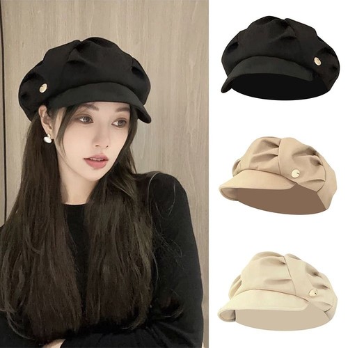 Layered Octagonal Hat Windproof Pleated Berets Newsboy Hats Autumn and ...