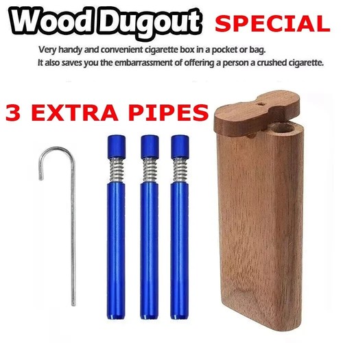 Wooden Dugout Pipe Self Cleaning Metal Bat Poker Smoking Pipe One ...