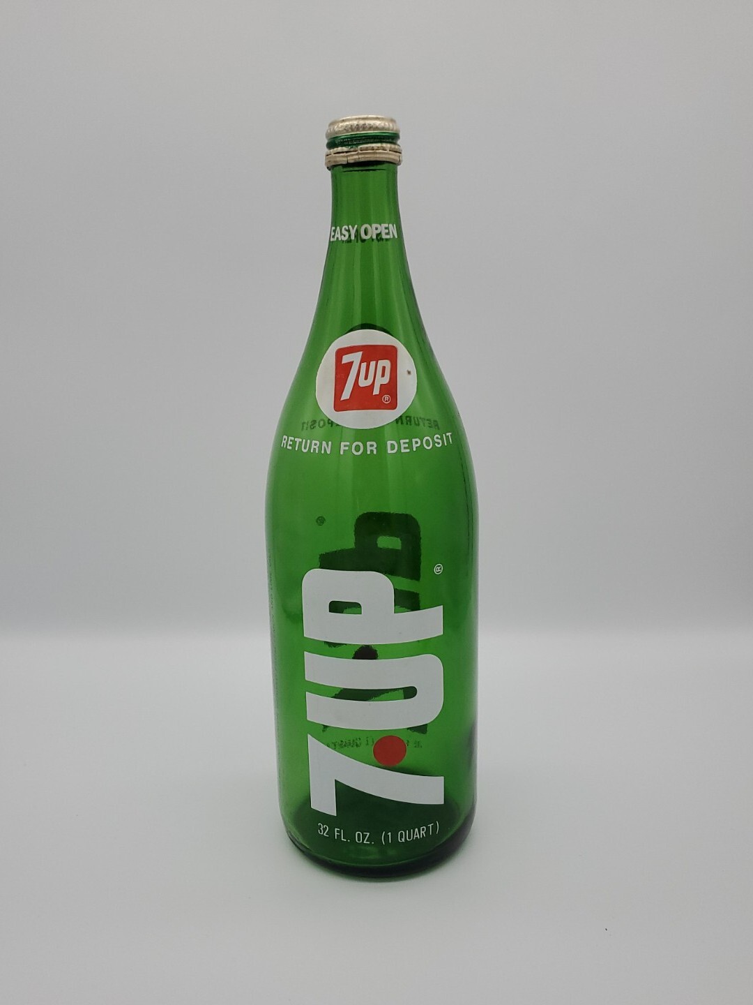 Vintage 7up Green Glass Bottle 32 Oz Return For Deposit Easy Open ...