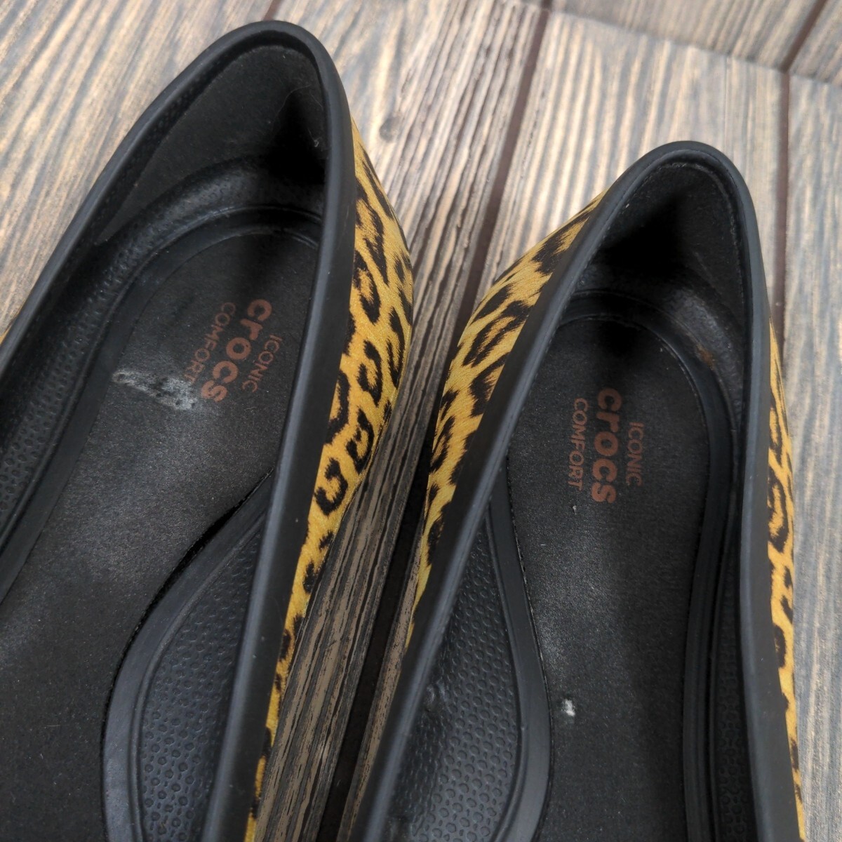 CROCS Womens Lina Graphic Leopard Print Black Slip On… - Gem