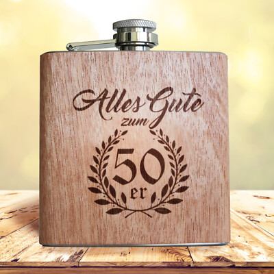 Holz Flachmann Geschenk zum 50. Geburtstag | 50er Männer Mann Freund ...