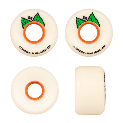 OJ III Skateboard Wheels 52mm Plain Jane Keyframe V2 87A White Soft ...