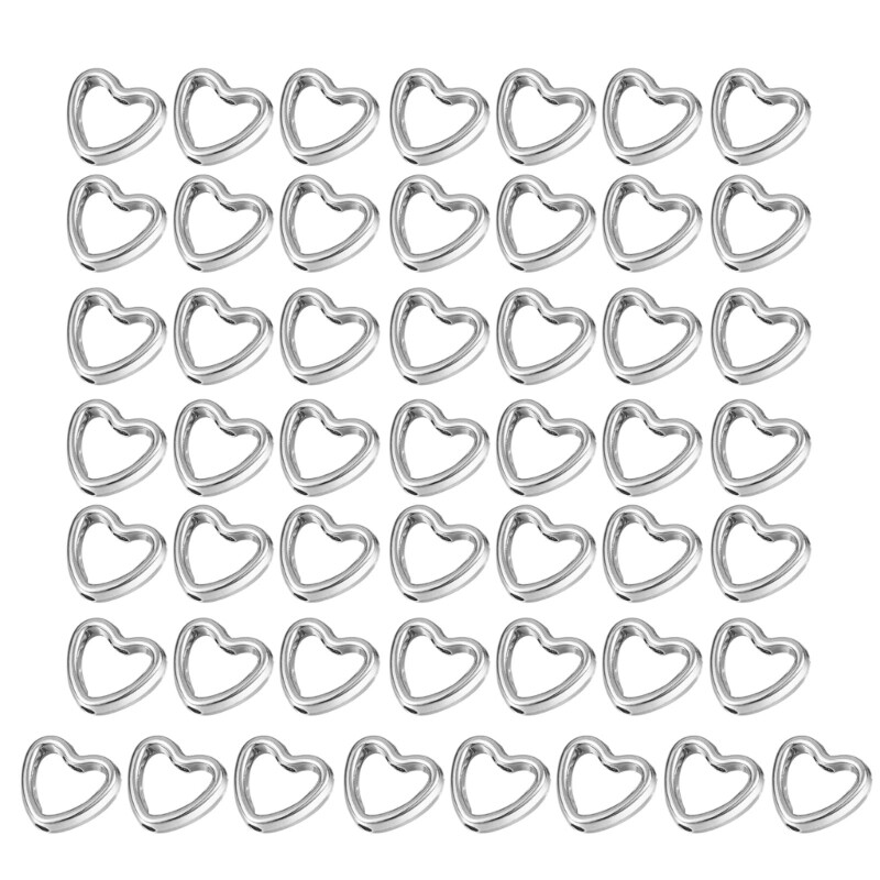 50 Pack Hollow Heart Beads CCB Material Spacer Connectors for DIY ...
