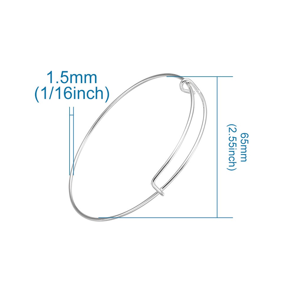 100pcs Expandable Silver Color Iron Bangle Bracelet Wire Wrapped ...