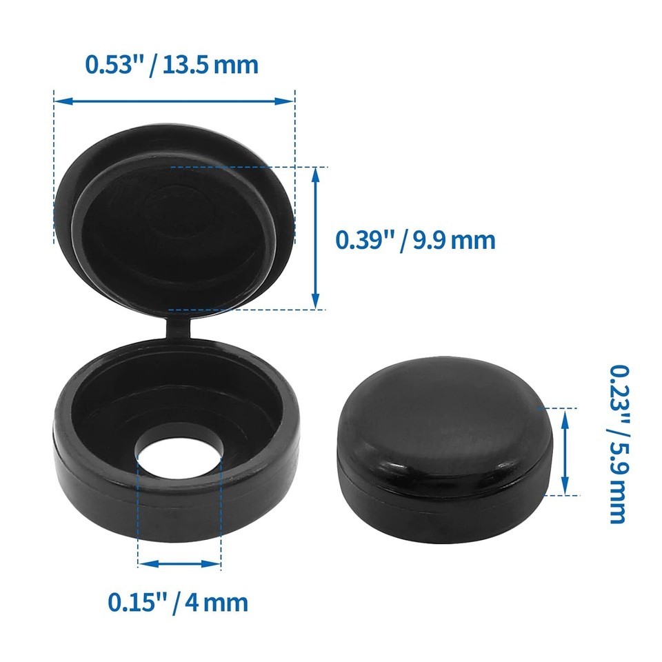 Black Screw Caps w/ Flip Tops Hinged Covers for Phillips Screws ...