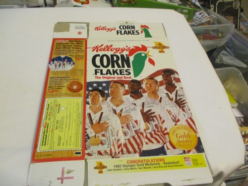 KELLOGGS CEREAL BOX CORN FLAKES 1992 OLYMPIC GOLD MEDALISTS MENS ...
