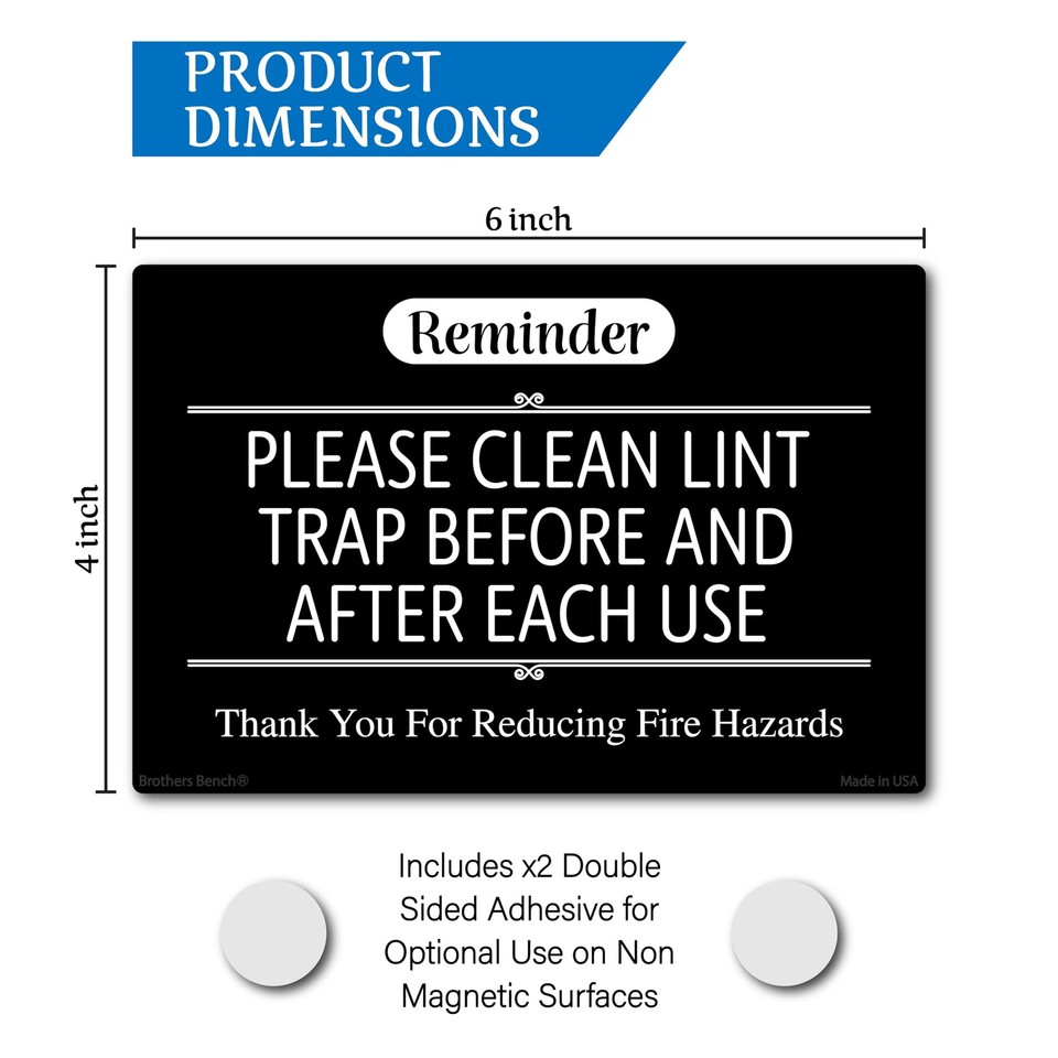 Black Please Clean Lint Trap Magnet, Bin Small Signage, | eBay