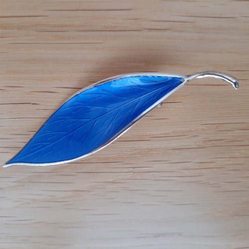 David Andersen (Norway) Sterling Silver Blue Enamel Leaf Brooch | eBay UK