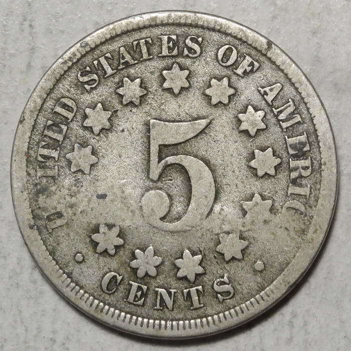 Merchant Counterstamp (?), "J. Beattie", On 1868 Shield Nickel, Not in ...