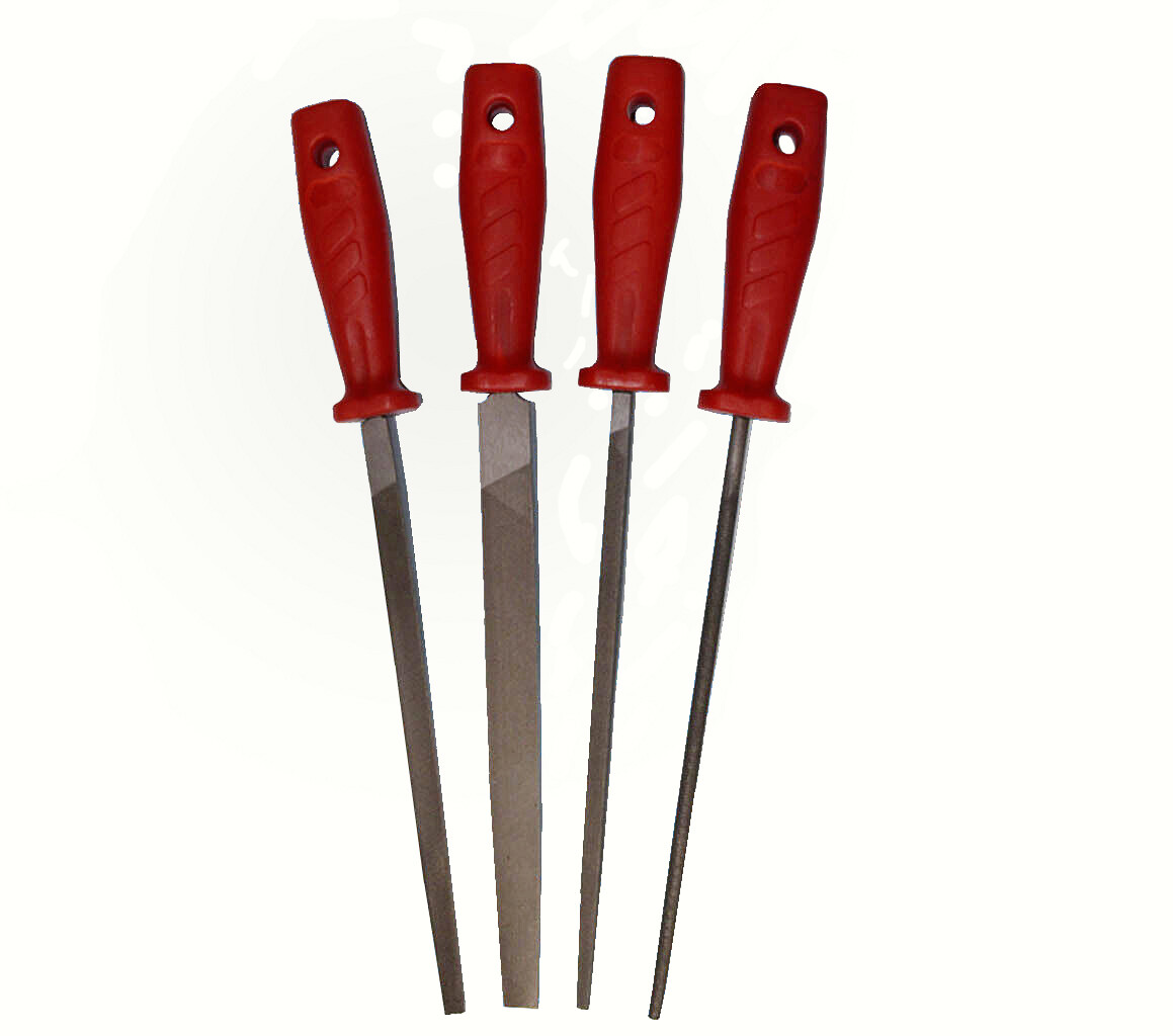 4 pcs 8" 200mm Steel File Set Round Square Flat Triangle Files Filing ...