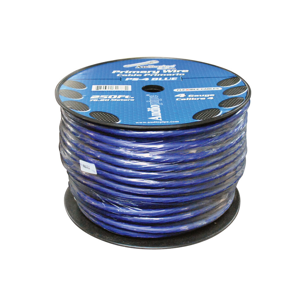 Audiopipe PS-4 Primary Wire Flexible Power Cable 4 Gauge 250 Ft. - Blue ...