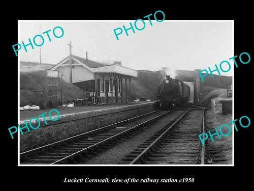 OLD 8x6 HISTORIC PHOTO OF LUCKETT CORNWALL VIEW OF THE RAILWAY STATION ...