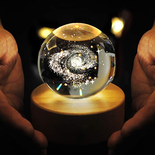 3d Space Galaxy Crystal Ball With Wood Stand 16 Colors Galaxy Model ...