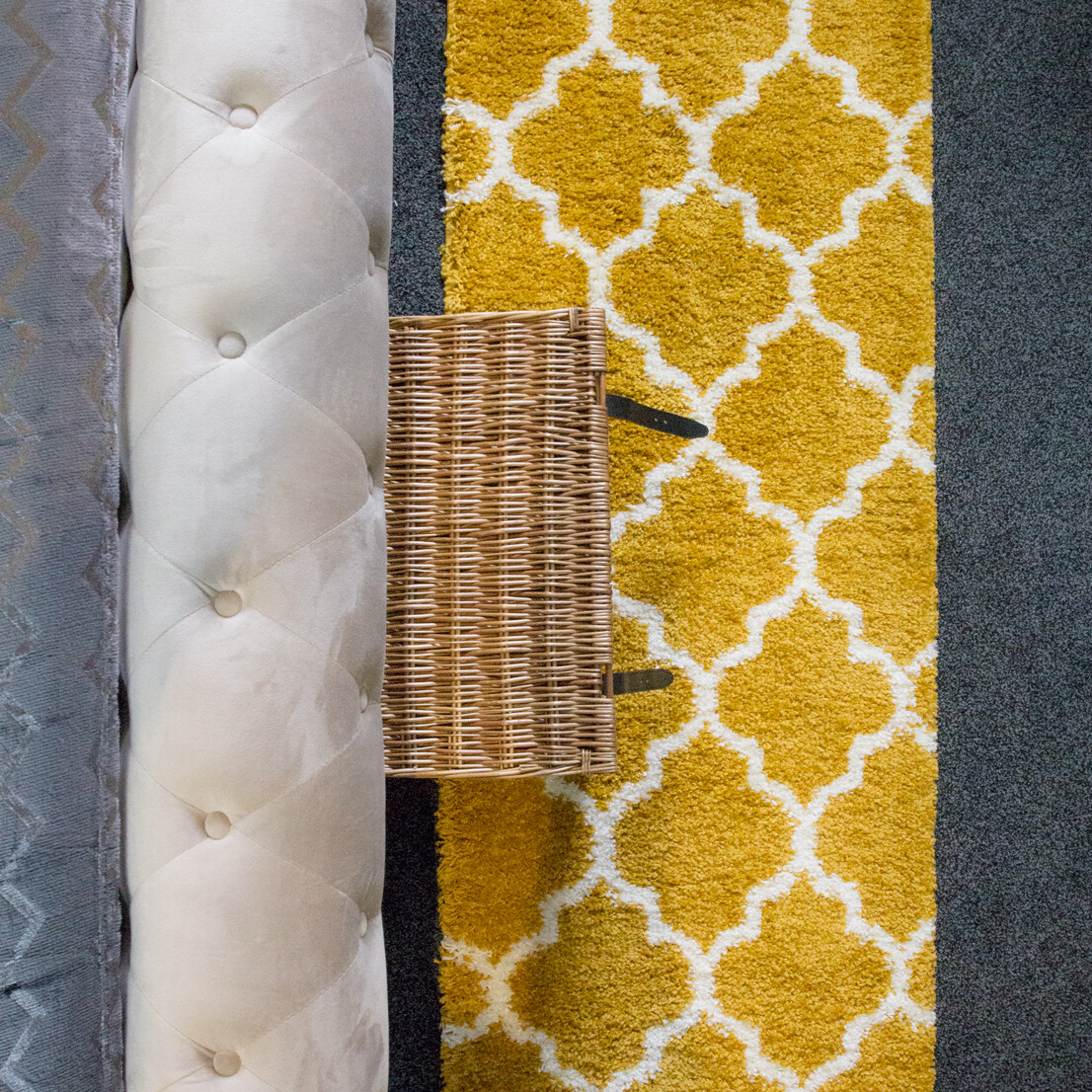 Yellow Mustard Quality 5cm Thick Shaggy Rugs Moroccan Geometric Non ...