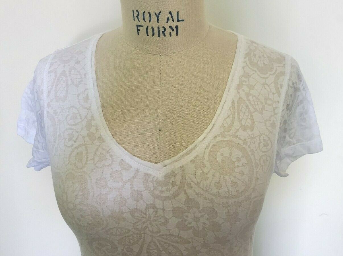 JUNIOR FIT BURN OUT LACE T-SHIRT TOPPY-T WHITE S-M-L-XL | eBay