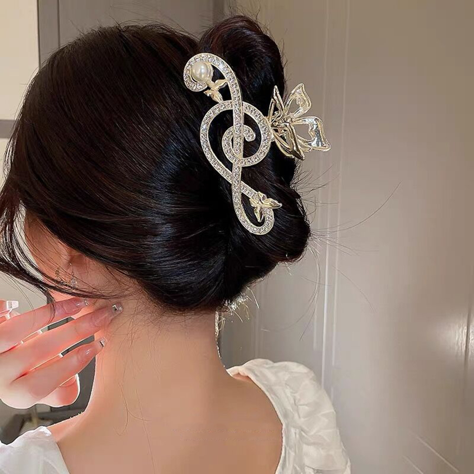 Hairpin Elegant Music Notes Rhinestone Hair Clip for Women Girls Non ...