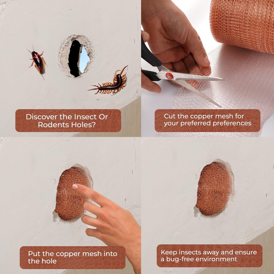 Copper Mesh Rodent Control 5in X 52ft Rustproof Copper Mesh Roll For ...