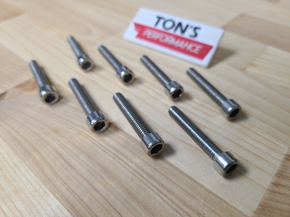 SET OF 8 Fuel Wheel Rim 8 Lug Center Cap Replacement Screws Stainless ...