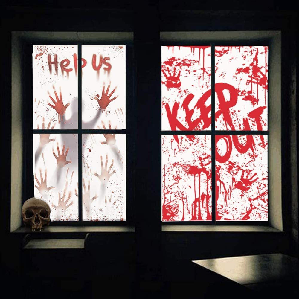 Halloween Door Cover Scary Blood Decoration Reuse Spooky Horror Party ...