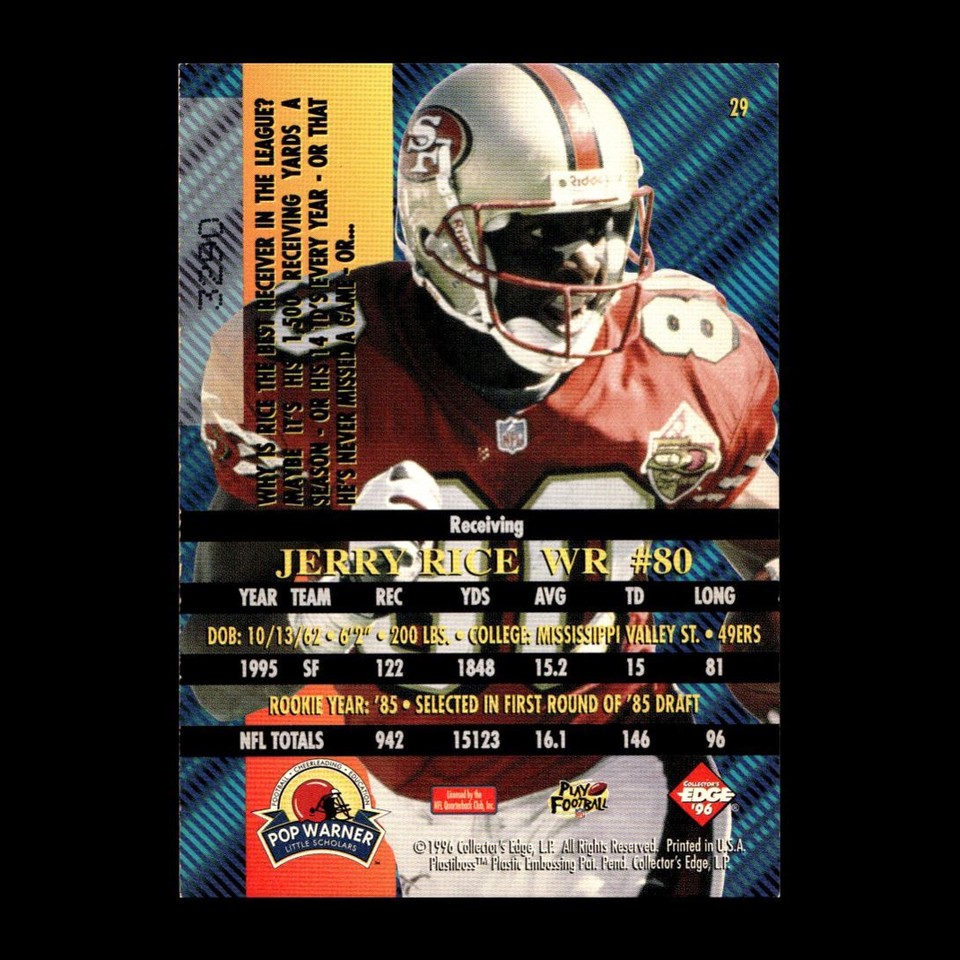 Jerry Rice 1996 Collectors Edge San Francisco 49ers #29 R307 | eBay