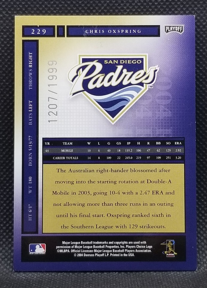 2004 Playoff Honors /1999 Chris Oxspring #229 Rookie RC | eBay