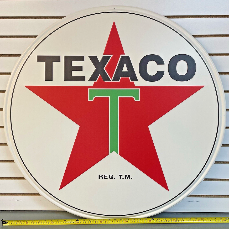 LARGE 36" Texaco Red Star Gasoline Gas & Oil Station Reproduction Metal ...