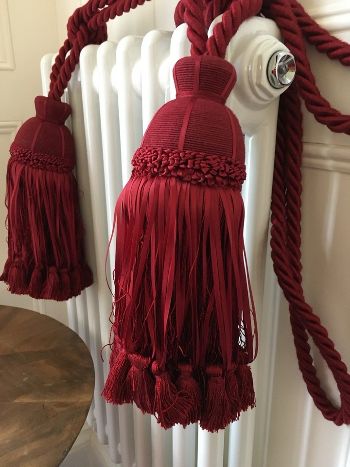 LARGE Vintage double rope country house tassel curtain tie back rich ...