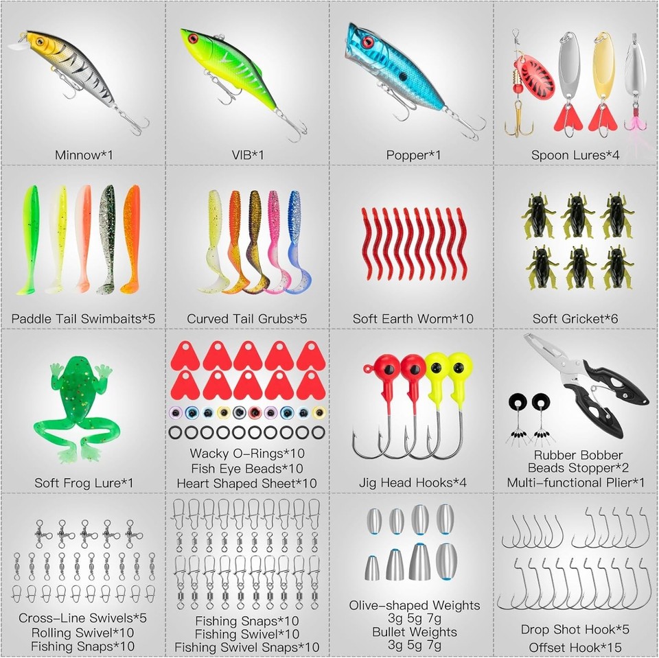 144pcs Fishing Lures, Tackle Box with Tackle Included, Crankbaits ...
