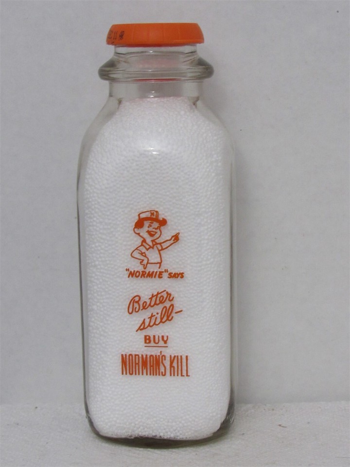 TSPP Milk Bottle Norman's Kill Farm Dairy Co Albany NY 1955 FULL COW ...