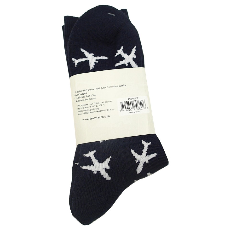 Aviation-Themed Premium Crew Socks - Twin Jet Pattern by Luso Aviation ...