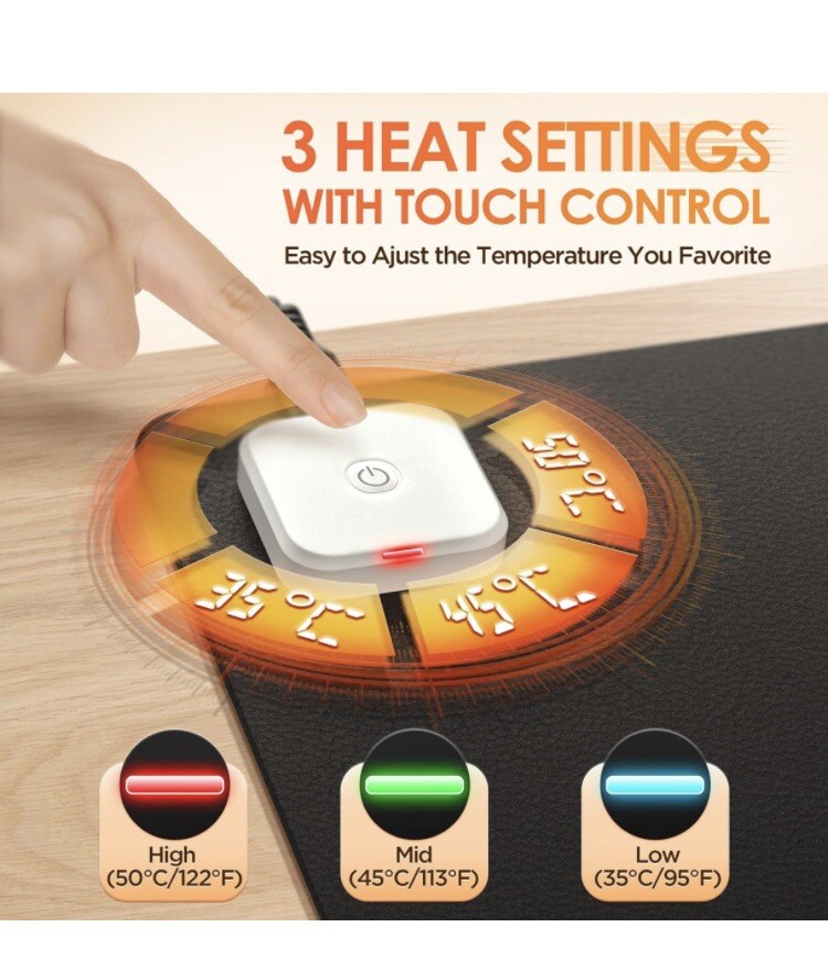 Heated Desk Pad Black - Heated Desk Mat - Warm Desk Pad | eBay
