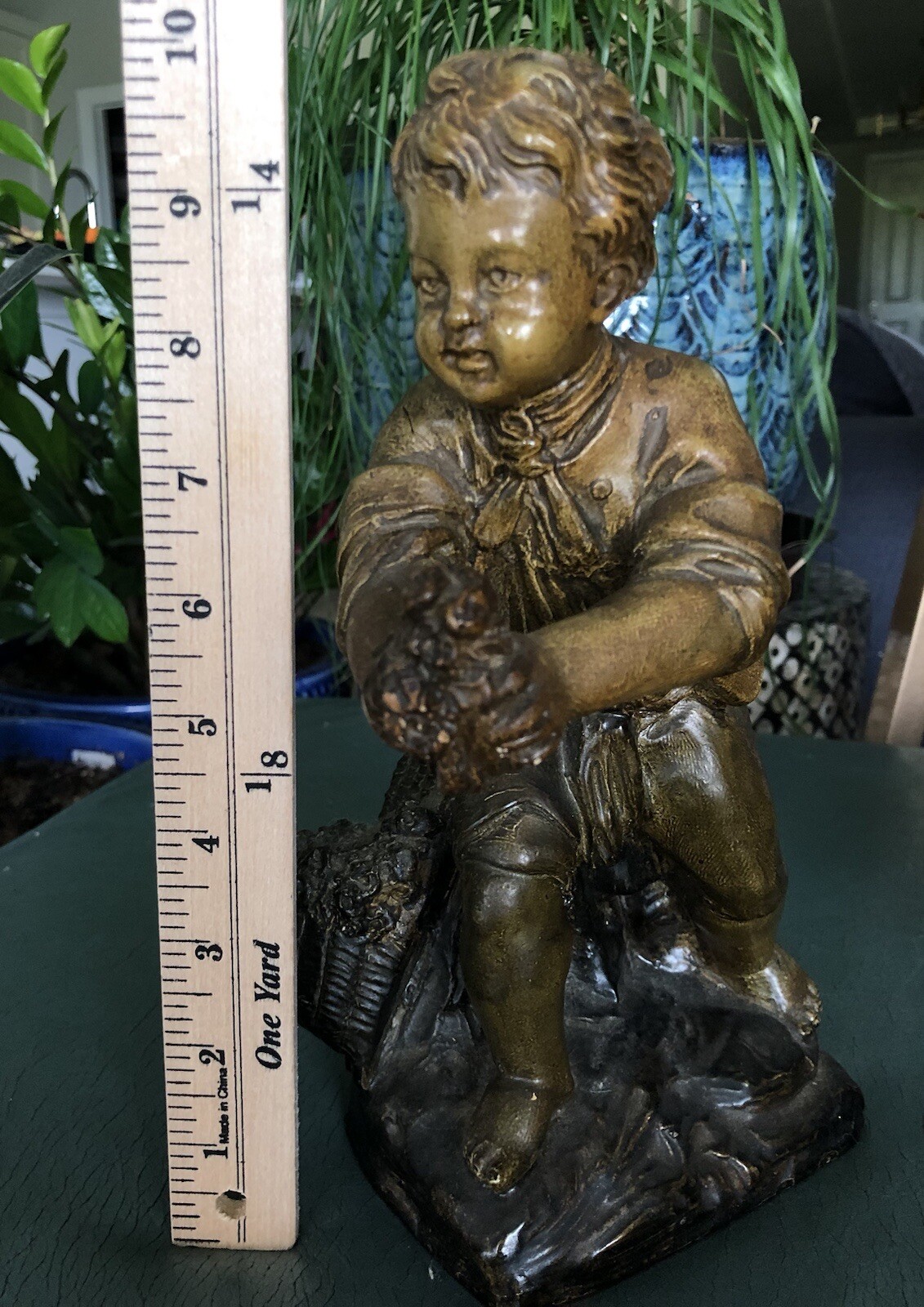 Italian Borghese Chalkware Statues Victorian Children Gathering Flowers ...