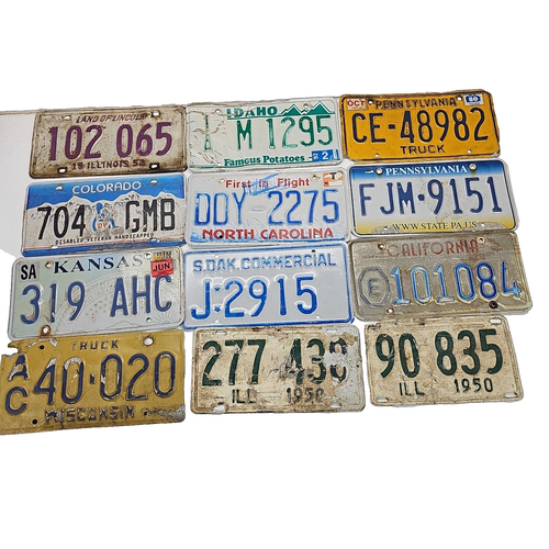 License Plates USA Number Plate Vintage Colorful Tag Mancave Wall Lot ...