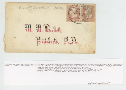 Mr Fancy Cancel Sc 65 Pair Washington DC Pittsfield NH Cvr #531 | eBay