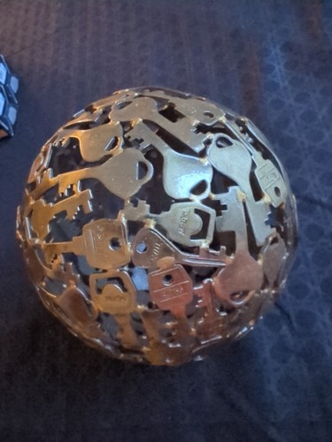 Vintage MCM Style, Brass Metal Welded Key Ball Sphere Sculpture | eBay