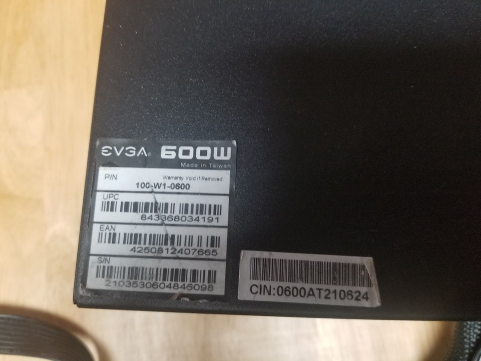 EVGA 600 W1 80 Plus 600W Standard Power Supply | eBay