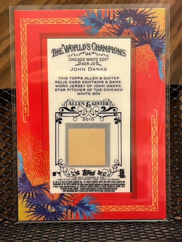 JOHN DANKS 2010 TOPPS ALLEN & GINTER'S WHITE SOX GAME USED JERSEY PATCH ...