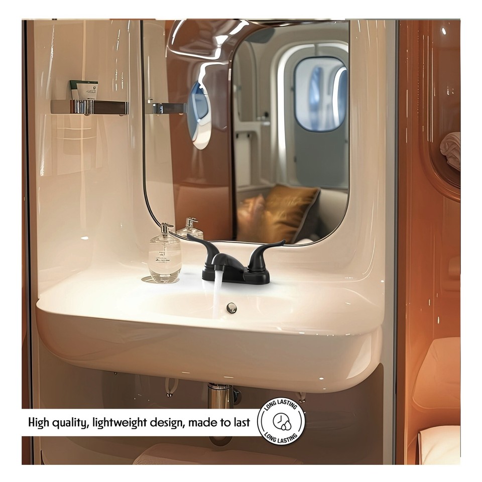 RV / Mobile Home Lavatory Bathroom Sink Wing Handles Faucets with Round ...