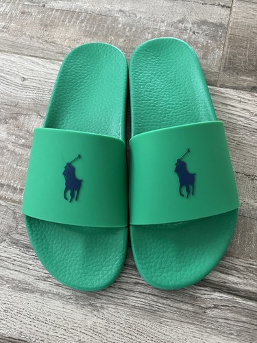 POLO RALPH LAUREN BIG PONY SLIDE SLIDES GREEN BLUE sz 12 | eBay