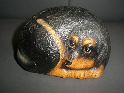 Sweet Black & Brown Dog Curled Up Figure 3.5" x 2.25" x 2.25" | eBay