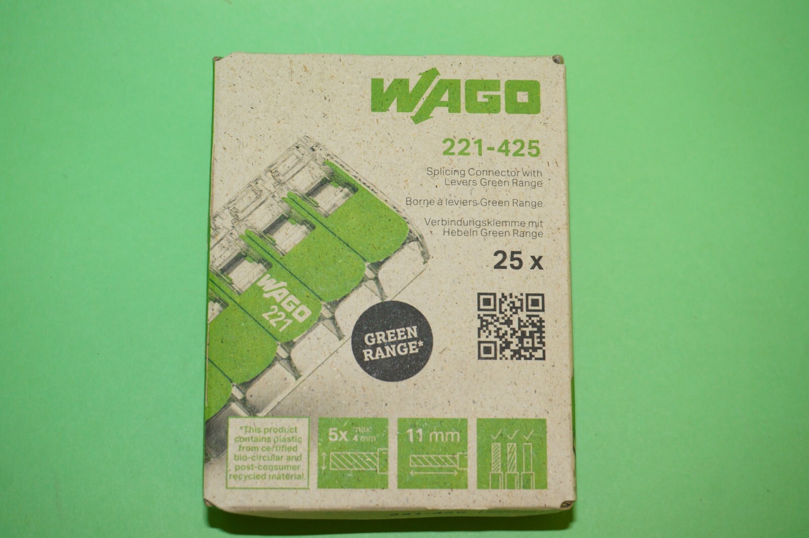 WAGO Green Range Klemmen mit Hebel 4mm² 221-422, 221-423 o. 221-425 ...