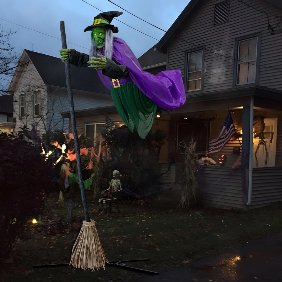 Halloween Decorations Outdoor - 12 Ft Animated Hovering Witch Animatronics Prop | eBay