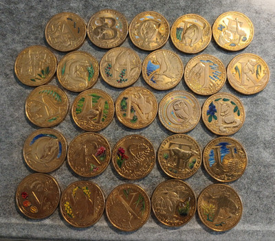 Australia 2016 Alphabet complete SET 1 Dollar coloured coins - 26 Coins ...